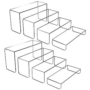 MerryNine 8 Pcs Risers Display Stands, 4-Tier Acrylic Display Stands, Clear Transparent Acrylic Risers For Display Decorative, Buffet, Tabletop Use, Cupcakes, Pop Figures, (Rectangle)