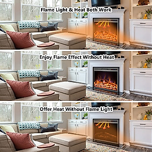 Kentsky Electric Fireplace, Electric Fireplace Inserts, Recessed Fireplace Heater with Remote Control, Adjustable Flame Colors, Timer&Overheating Protection, 750/1500W, 35" W X 27" H