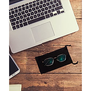 Flutesan 40 Pack Microfiber Case Pouch Bag Glasses Sunglasses Case with 2 Pieces Cleaning Cloth (Black)