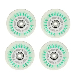 Gaweb Skating Shoes Wheels,4Pcs 76/80mm Skating LED Luminous Flashing Inline Roller Skates Shoes Wheels Green 76mm