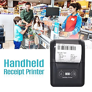 Portable Mini 58mm Thermal Printer 2 inch Wireless BT+USB Receipt Bill Ticket Printer with 57mm Print Paper Compatible with iOS Android Windows for Restaurant Sales Retail Small Business