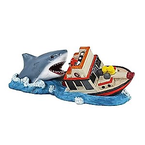Penn-Plax Jaws Officially Licensed Aquarium Decoration – Boat Attack – Safe for Freshwater and Saltwater Fish Tanks – Small