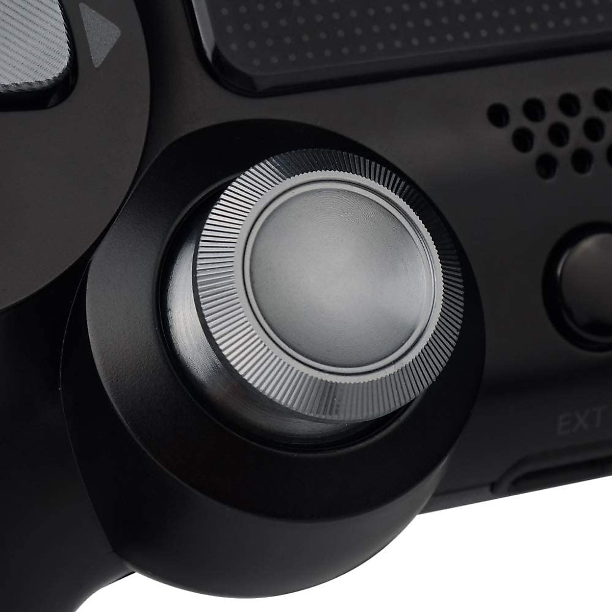 eXtremeRate Black Aluminum Analog Thumbsticks & Bullet Buttons & D-pad Replacements Kits Metal Buttons for ps4 Slim Pro Controller