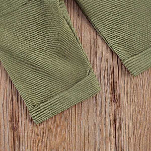 Bonangber Toddler Kids Baby Boy Girl Corduroy Bib Overalls Suspender Pants Solid Straps Trousers Halter Jumpsuit with Pocket Outfit (A-Green,12-18 Months)