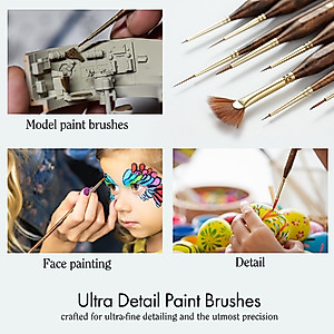 Artify Extreme Detail Paint Brushes, Miniature Paint Brushes for Models, 10pcs Small Paint Brushes with a Handbag, Miniature Brushes for Fine Detailing - Acrylic, Watercolor,Oil,Models,40K