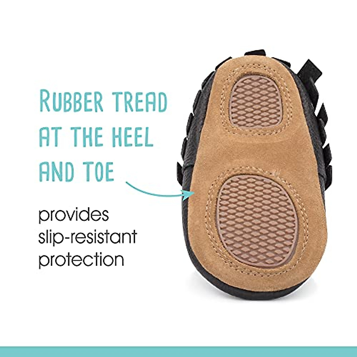 Zutano Unisex Baby Leather Moccasins, Slip Resistant, Soft-Sole Stay On Baby Shoes, Black, 18M