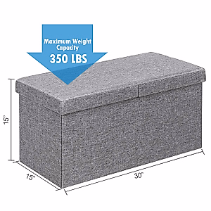 Giantex Folding Storage Ottoman 30 Inches W/Lift Top, 80L Large Storage Space and Padded Seat Bed End Bench Storage Chest for Living Room Bedroom Hallway Entryway Fabric Shoe Bench Footrest (Sliver)