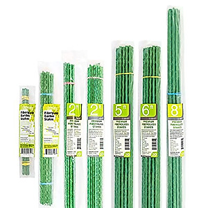 Eco-Friendly 2-FT Fiberglass Garden Stakes, Tomato Stakes, Plant Stakes (Pack of 20), 0.25-Inch Dia