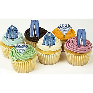 12 Denim and Diamonds Theme Party Cupcake Toppers/Food picks