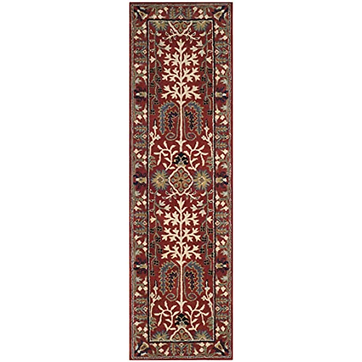 SAFAVIEH Antiquity Collection Runner Rug - 2'3" x 12', Red & Multi, Handmade Traditional Oriental Wool, Ideal for High Traffic Areas in Living Room, Bedroom (AT64A)