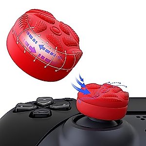 PlayVital Thumbs Cushion Caps Thumb Grips for ps5/4, Thumbstick Grip Cover for Xbox Series X/S, Thumb Grip Caps for Xbox One, Elite Series 2, for Switch Pro - Raindrop Texture Design Passion Red
