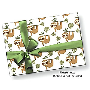 Stesha Party Sloth Wrapping Paper Gift Wrap for Kids - Folded Flat 30 x 20 Inch - 3 Sheets