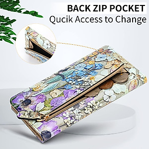 APHISON Wallet Women Ultra Slim Thin Leather Womens Wallet RFID Blocking Credit Card Holder Bifold Clutch Long Ladies Billfold