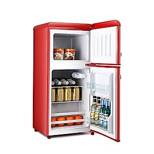 HOPDAY FLS-80G-RED Retro Compact Refrigerator, Red