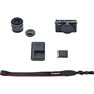 Canon EOS M100 Mirrorless Digital Camera with 15-45mm Lens (Black) + 5 Photo/Video Editing Software Package & Accessory Kit (Renewed)
