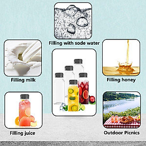 Goiio 5 Pcs 6 Ounce Plastic Juice Bottles, Clear Bulk Beverage Containers, for Smoothies, Juice Milk and Homemade Beverages