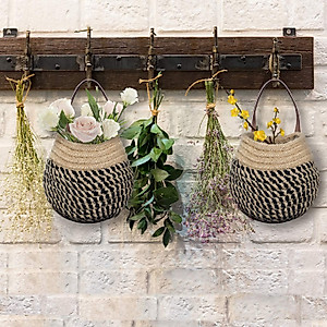 Wall Hanging Organizer Storage Baskets, 2 Pack Jute Woven Hanging Basket for Organizing, Small Woven Baskets for Storage, Hanging Basket Flower Plants