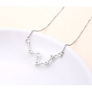 Constellation Necklace 925 Sterling Silver CZ Horoscope Zodiac Constellation Pisces Pendant Necklace for Women,18"
