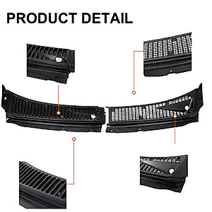 ECOTRIC Windshield Wiper Cowl Cover Panel Compatible with 1999-2007 Ford F250 F350 F450 F550 Super Duty 2000-2005 Ford Excursion Replacement for 3C3Z-25022A68-AAA 4C3Z-25022A69-AAA