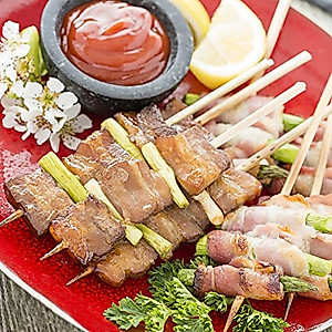 Frcctre 1000 Pack Natural Bamboo Skewers, 7 Inch 5mm Thick Bamboo Sticks Caramel Candy Apple Sticks, Pointed Bamboo Sticks for BBQ Corn Dog Lollipop Fruit Kabob