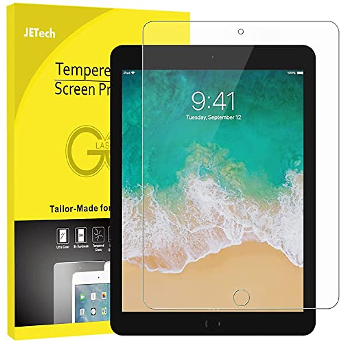 JETech Screen Protector for iPad Pro 12.9-Inch (2015/2017 Model, 1st/2nd Generation), Tempered Glass Film