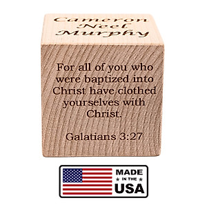 Personalized Baby Baptism/Dedication/Christening Wood Block, Choose From 3 Sizes, Baptism Gift For Boy, Girl, Baby Dedication Gifts, Unique Baptism Gifts (2.5")