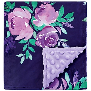 TANOFAR Minky Baby Blankets, Soft Toddler Blanket for Boys Girls, Dotted Backing, Double Layer Crib Receiving Blanket, for Nursery/Stroller/Toddler Bed/Carseat, 30 x 40 Inch, Purple Floral