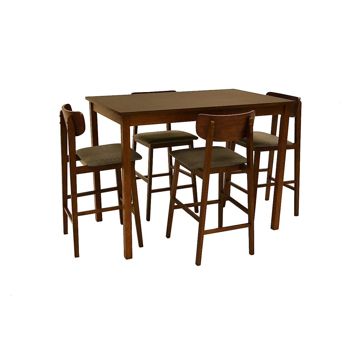 Zenvida Mid Century Counter Height Dining Table Set, Rectangle Solid Wood Table and 4 Chairs