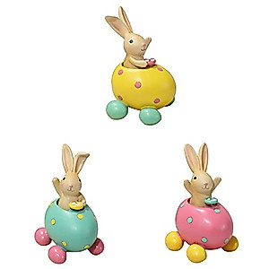 unknowns Resin Bunny Sitting Eggshell Decorations Spring Easter Figurines Tabletopper Accessories for Party Home Holiday Garden Ornament