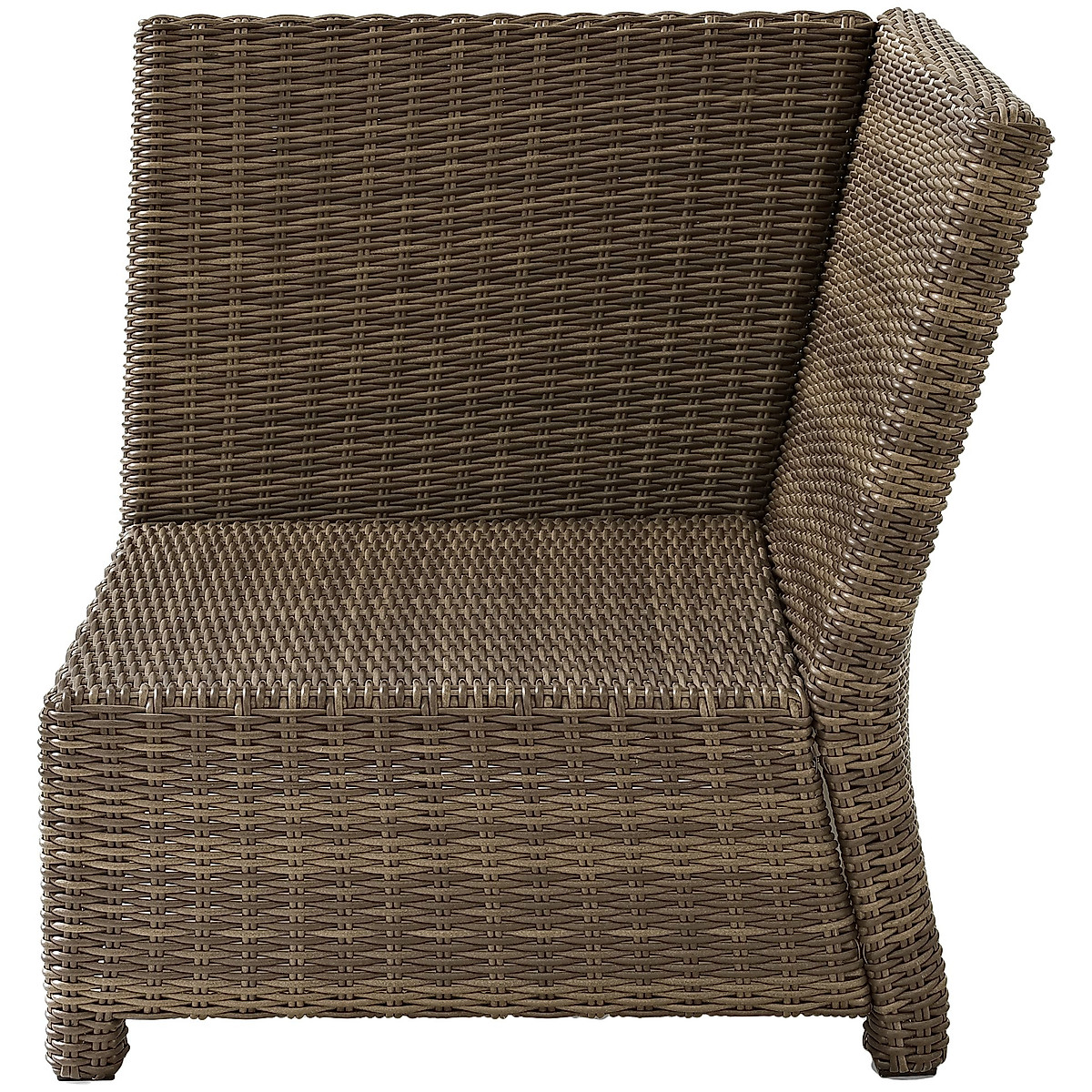 Crosley Furniture Bradenton Corner Outdoor Sectional Chair, Wicker Patio Chairs for Porch, Deck, Backyard, Brown with Navy Cushions