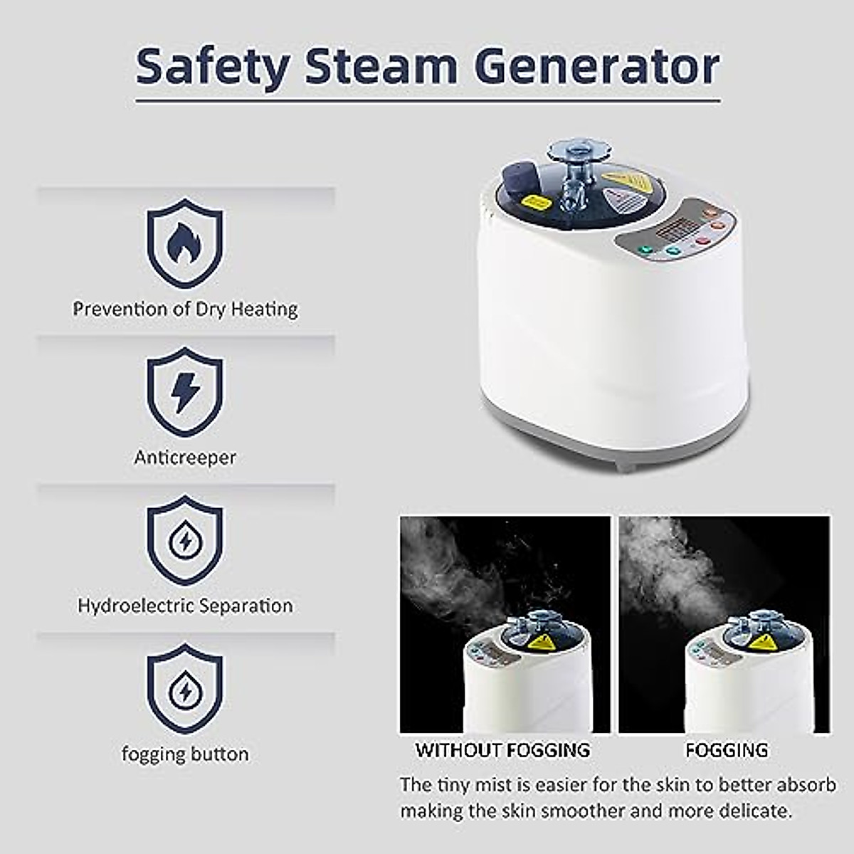 ZONEMEL Sauna Steamer Portable Pot 2 Liters, Stainless Steel Steam Generator with Remote Control, Spa Machine with Timer Display Mist Moisturizing for Body Detox (110V)