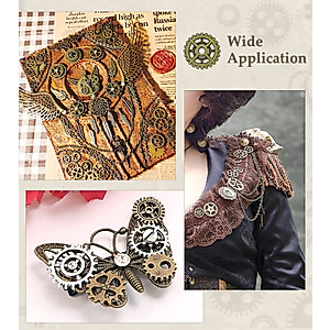 JIALEEY 130PCS Steampunk Gears Charms Bronze & Silver Assorted Antique Steampunk Gears Charms Pendant Clock Watch Wheel Gear DIY for Jewelry Making Crafting