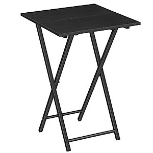 HOOBRO Folding TV Tray Table, Wooden TV Tray, Portable Sofa Side Table, Industrial Snack Table End Table for Small Spaces, Space-Saving, Easy to Install and Fold, Black BB27BZ01
