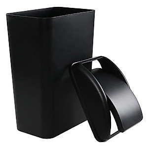 Leendines 14 Liter Plastic Trash Can, Garbage Bin with Swing Lid (Black)