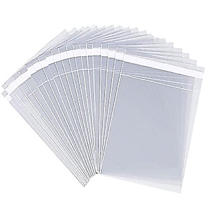 LEOSINDA 100pcs 4 X 5 Clear Resealable Cellophane Bags Treat Bags Cookie Bags Cello Candy Bags Self Sealing Adhesive Gift Wrap Plastic Small Business Packaging 1.3mil
