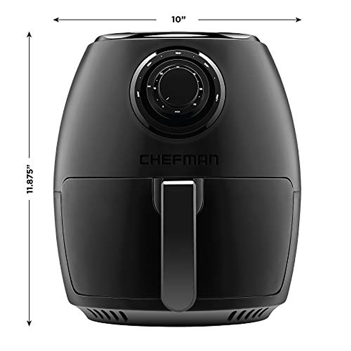 CHEFMAN Small Air Fryer Healthy Cooking, 3.6 Qt, Nonstick, User Friendly and Dual Control Temperature, w/ 60 Minute Timer & Auto Shutoff, Dishwasher Safe Basket, Matte Black, Cookbook Included