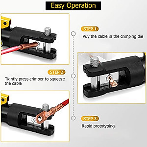 Goplus 16 Ton Hydraulic Crimping Tool, 6 AWG to 600 MCM Battery Cable Lug Terminal Wire Crimper Tool Kit w/ 11 Pairs of Dies
