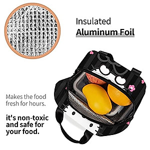 Solmlgo Kids Lunch Bag for Women Girls Cat Lunch Box Pink Insulated Lunch Bags Reusable Cooler Tote Lunch Box with Pockets for Office Work School Picnic