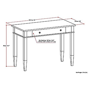 SIMPLIHOME Carlton SOLID WOOD Transitional Modern 42 inch Wide Home Office Desk, Writing Table, Workstation, Study Table Furniture in Dark Tobacco Brown with 1 Drawer
