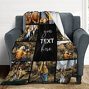 D-Story Custom Blanket Personalized Blanket with Photos Text Customized Picture Throw Blanket for Adult Kids Friends for Birthday Christmas Halloween Valentines, Memorial Gift, 10 Photos,5 Sizes