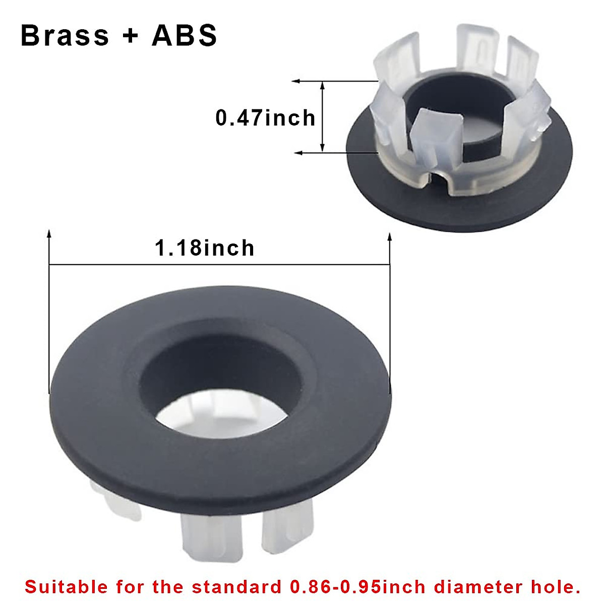 2Pcs Sink Overflow Ring Matte Black Bathroom Sink Basin Trim Overflow Cover Hole Insert Ring Caps Brass Kitchen Bath Sink Round Drain Cover Parts