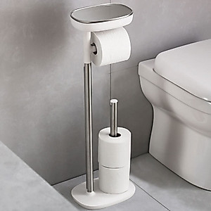 Joseph Joseph 70518 EasyStore Butler Toilet Paper Holder Stand and Spare Roll Storage with Shelf and Drawer, Stainless Steel