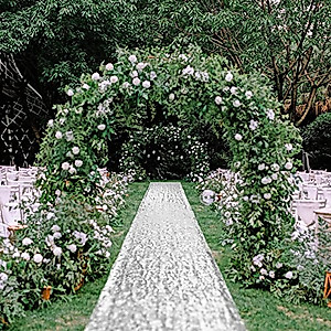 Hahuho Silver Carpet Runner for Party 2ft x 15ft Glitter Aisle Runner for Wedding Ceremony, Birthday, Banquet Decorations（2ft x 15ft, Silver）