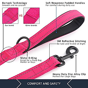 Pioneer Petcore™ Dog Leash 6ft long,Traffic Padded Two Handle,Heavy Duty,Reflective Double Handles Lead for Control Safety Training,Leashes for Large Dogs or Medium Dogs,Dual Handles Leads(Pink)