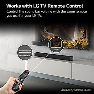 LG Sound Bar and Wireless Subwoofer S40Q - 2.1 Channel, 300 Watts Output, Home Theater Audio Black