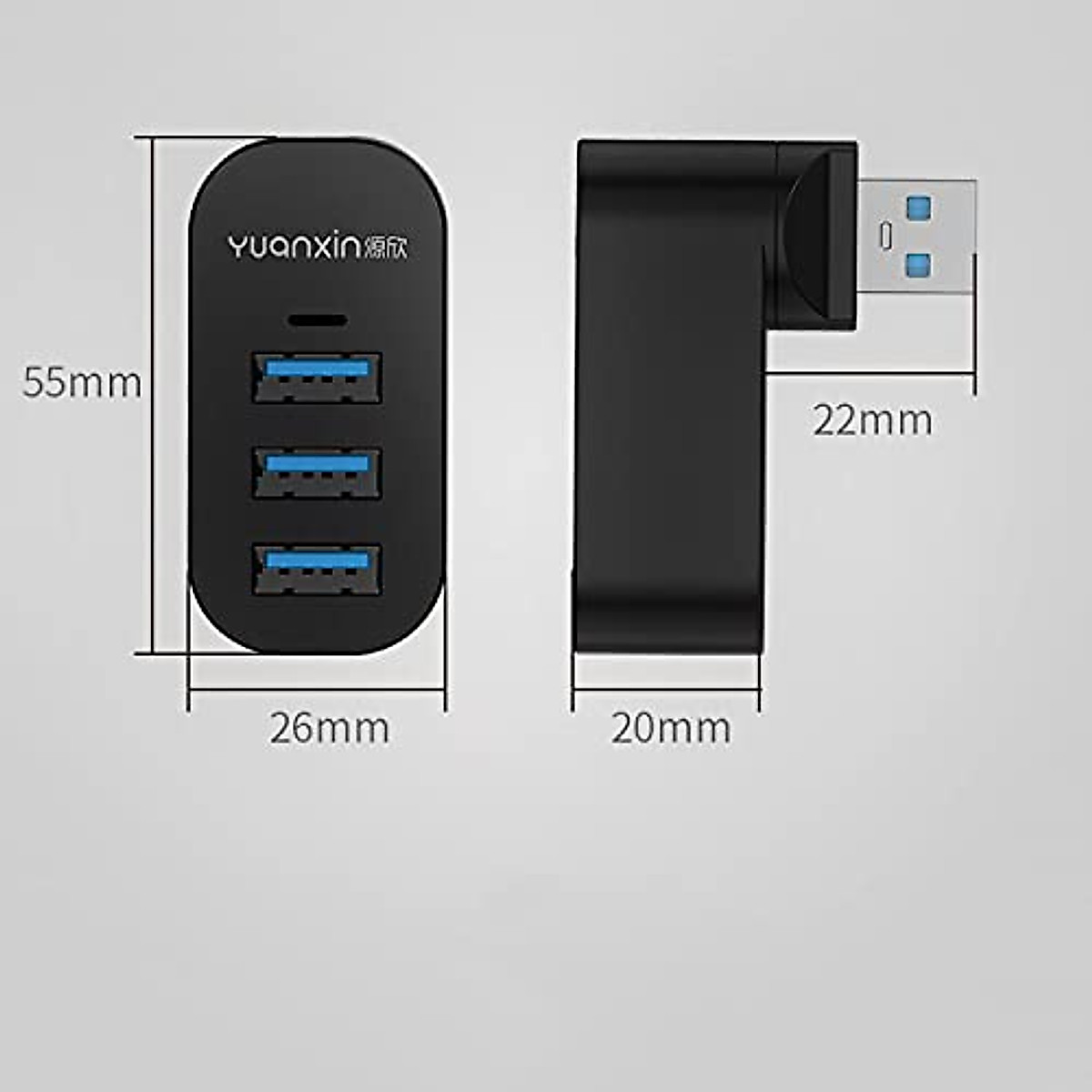 Hipipooo USB Splitter 90°/180° Rotatable 3.0 USB Port Expander Mltiport USB to USB Adapter Portable Hubs for Windows Laptop, Xbox, Wii,PS3, PC, MAC, Mac Book, Tablet, Tab (Black)