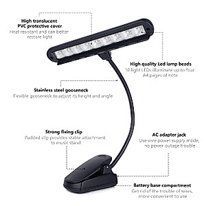 Vshinic Music Stand Light,Clip On Piano Lights 9 LED Orchestra Light Book Lamp Musician Lamp,Fully Adjustable No Flicker for Piano, Orchestra,Book Reading, Mixing Table, DJ, Craft Work
