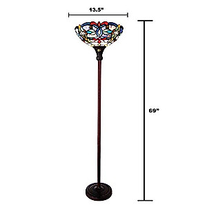 Radiance Goods Tiffany-Style Victorian Stained Glass Torchiere Floor Lamp 69" Height