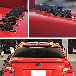 RULLINE 10pcs/Set Diffuser Shark Fin Kit Compatible with Spoiler Roof Wing Air Vortex Generator Carbon Fiber Pattern