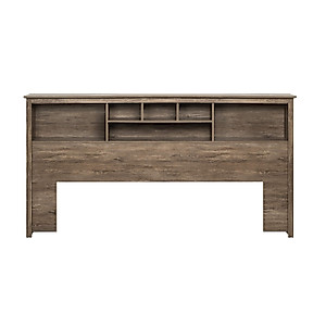 Prepac King Size Bed Headboard: Stylish Drifted Gray King Headboard with Bookcase for King Size Beds, Freestanding (81.5" W x 43" H x 11" D) - DSH-8445